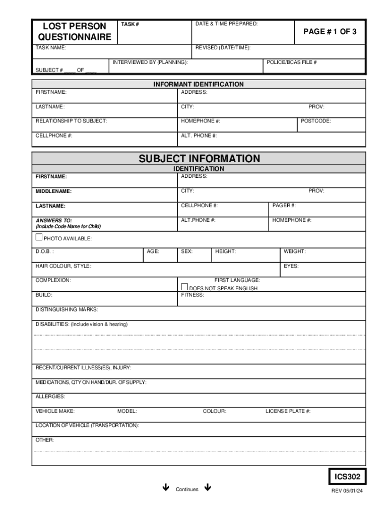 Fillable Online Missing Children With Special Needs Lost-Person ... Fax ...