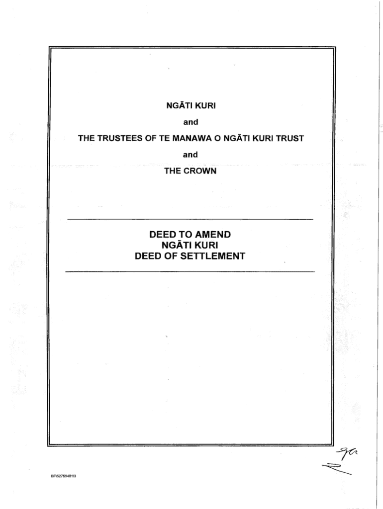 Fillable Online Ngti Rangitihi's Deed of Settlement with the Crown one ...