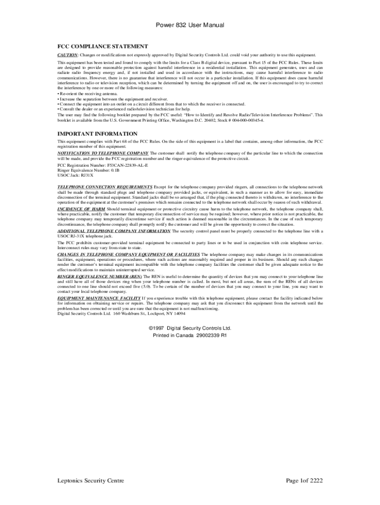 Fillable Online Fcc Compliance Statement - DSC Impassa User Manual Fax Email Print - pdfFiller