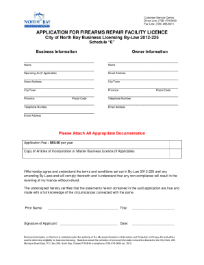 Fillable Online APPLICATION FOR FIREARMS REPAIR FACILITY LICENCE Fax ...