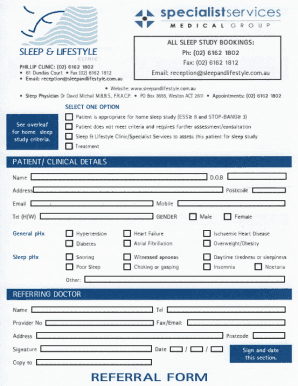 Fillable Online Sleep Lab Requisition Bookings: 416-747-3700 Fax Fax ...