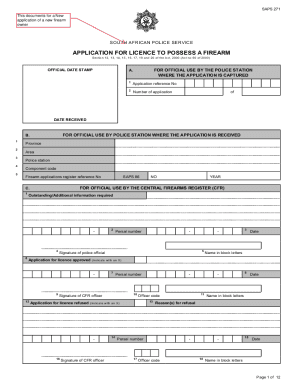 Fillable Online Download Licence to Possess a Firearm SAPS 271 Form Fax ...