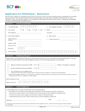 Fillable Online bcfkiwisaver co KiwiSaver Retirement withdrawal form - Australian sourced ...