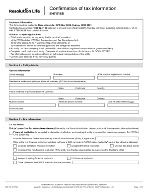 Fillable Online Confirmation of tax information Fax Email Print - pdfFiller
