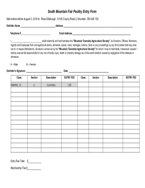 Fillable Online South Mountain Fair Poultry Entry Form Fax Email Print ...
