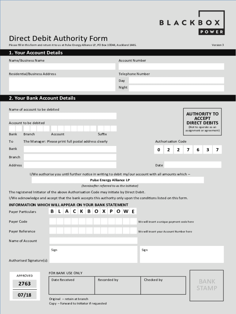 Fillable Online Direct Debit Authorisation Form - Fill Online, Printable ... Fax Email Print ...