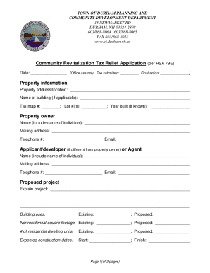 Fillable Online Community Revitalization Tax Relief Application (per ...