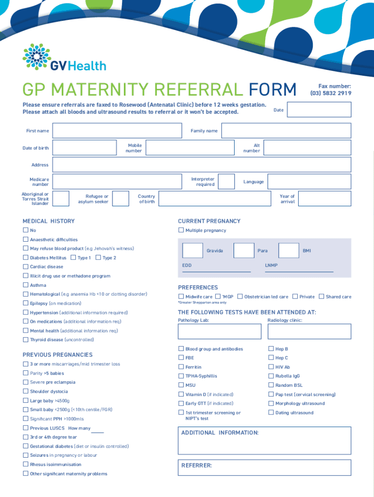 Fillable Online Electronic Self-Referral form for birth in Antrim Area ...