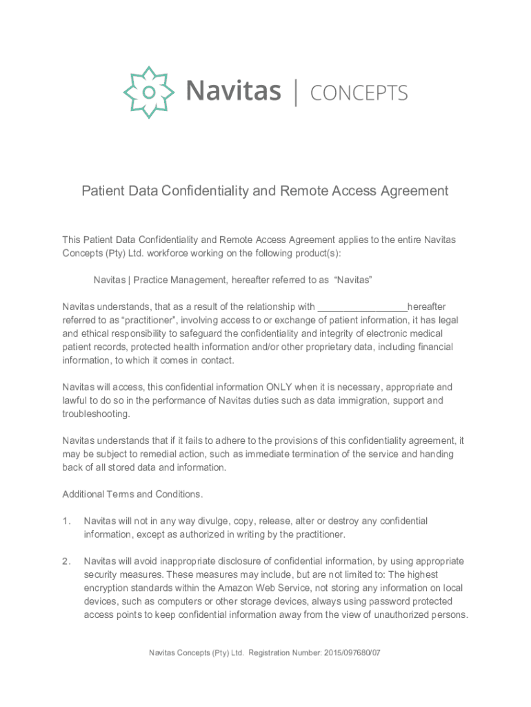 Fillable Online Patient Data Confidentiality and Remote Access ...