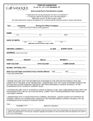 Fillable Online Taxi Driver's Licence Application Form Fax Email Print ...