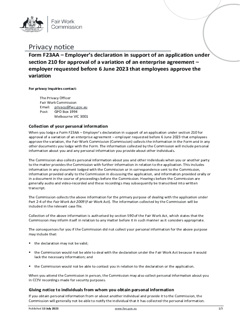 Fillable Online Privacy notice - Form F17AEmployer's declaration in ... Fax Email Print - pdfFiller