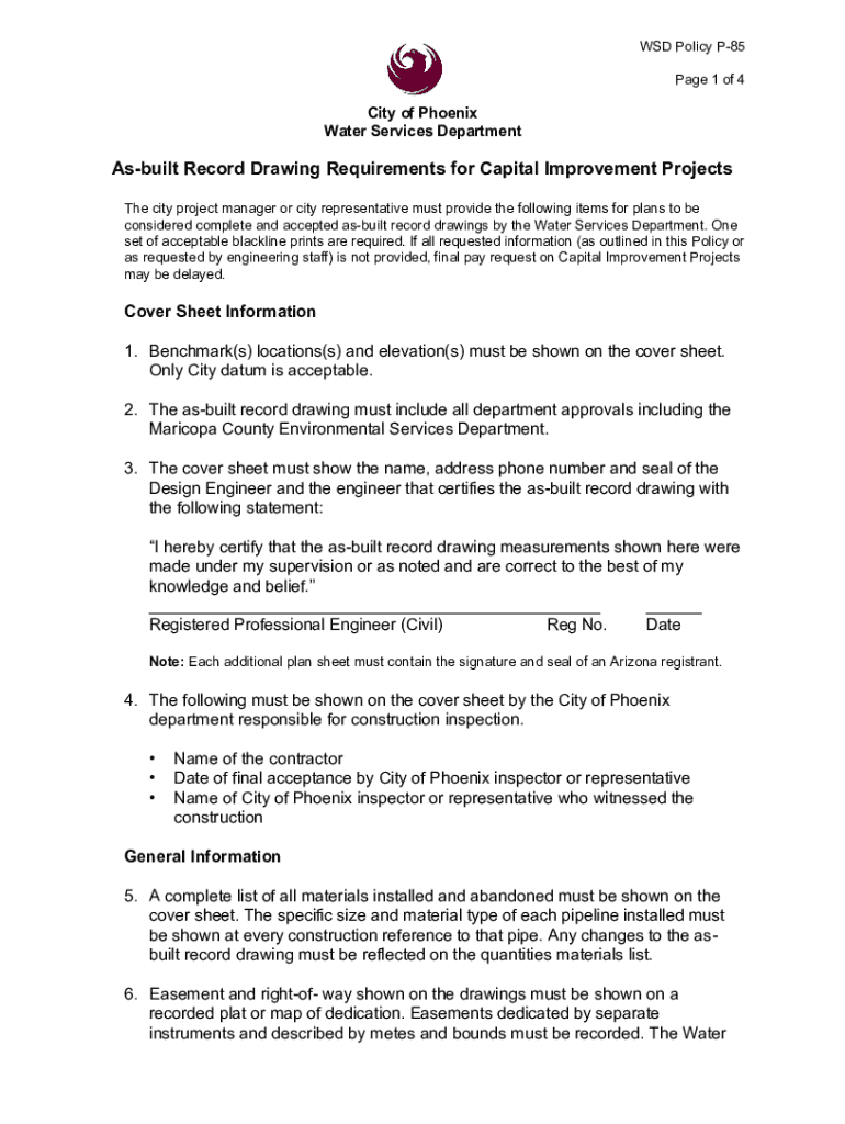Fillable Online As-built Record Drawing Requirements for Capital ...