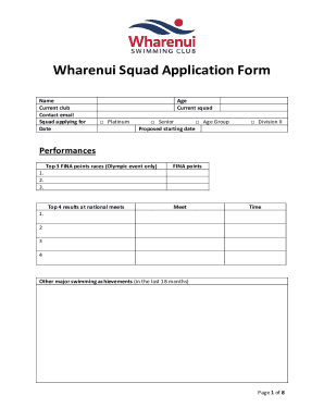Fillable Online Wharenui Squad Application Form Fax Email Print - pdfFiller