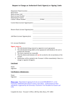 Bank Change Authorization Doc Template | pdfFiller