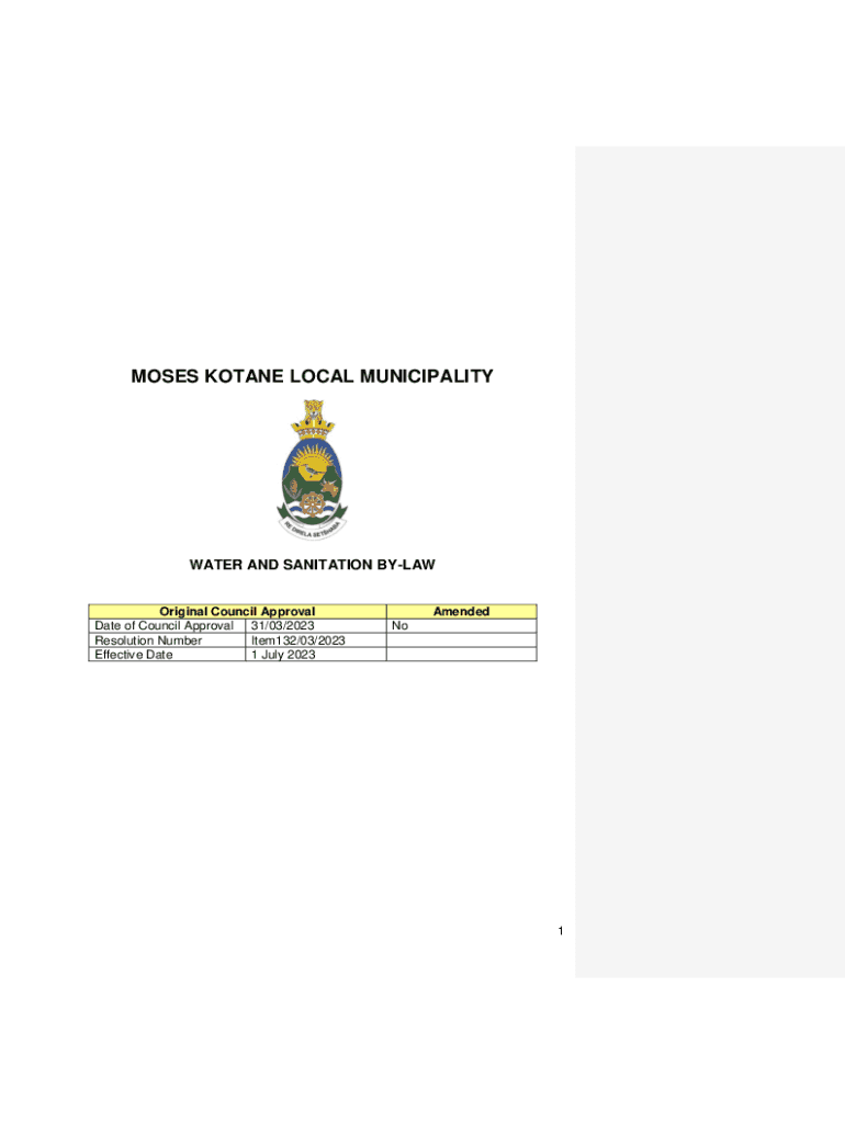 Fillable Online Water & Sanitation By-Law Fax Email Print - pdfFiller