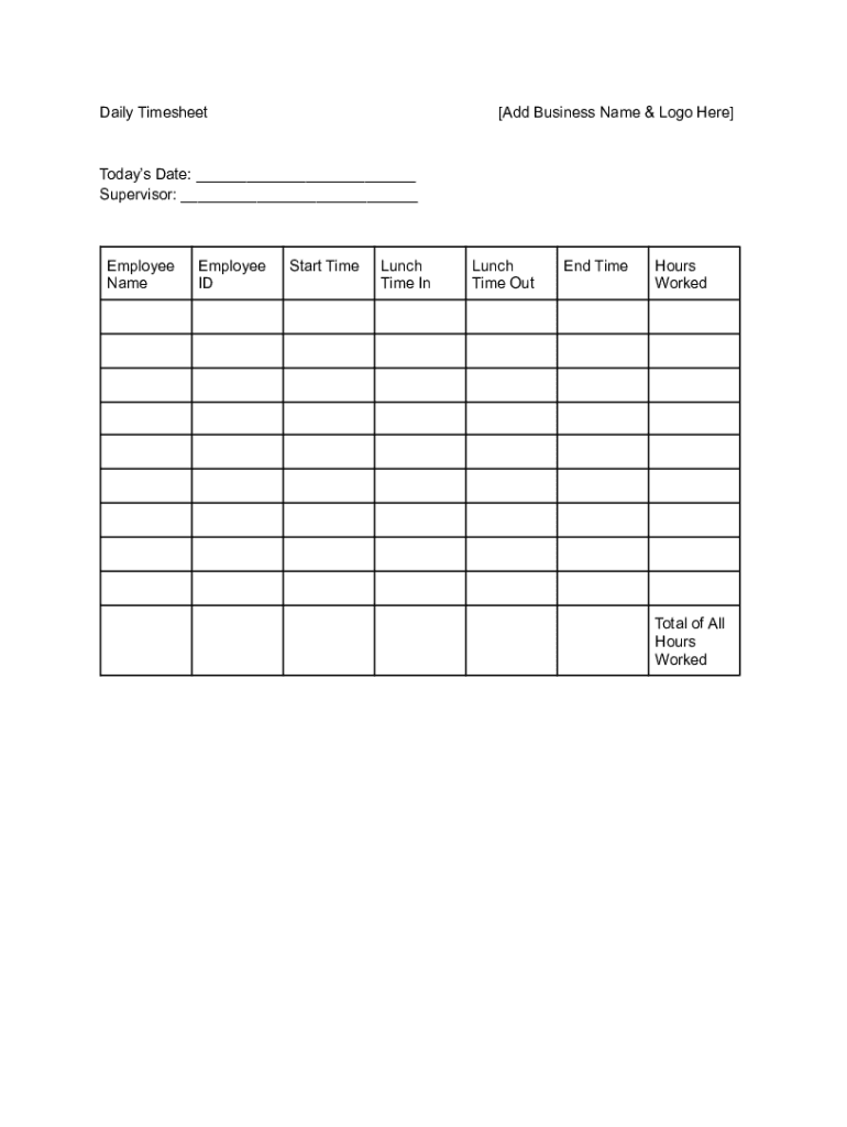 Fillable Online Daily Time Sheet Template-Forbes Fax Email Print ...