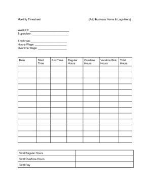 Fillable Online Monthly Time Sheet Template-Forbes Fax Email Print ...