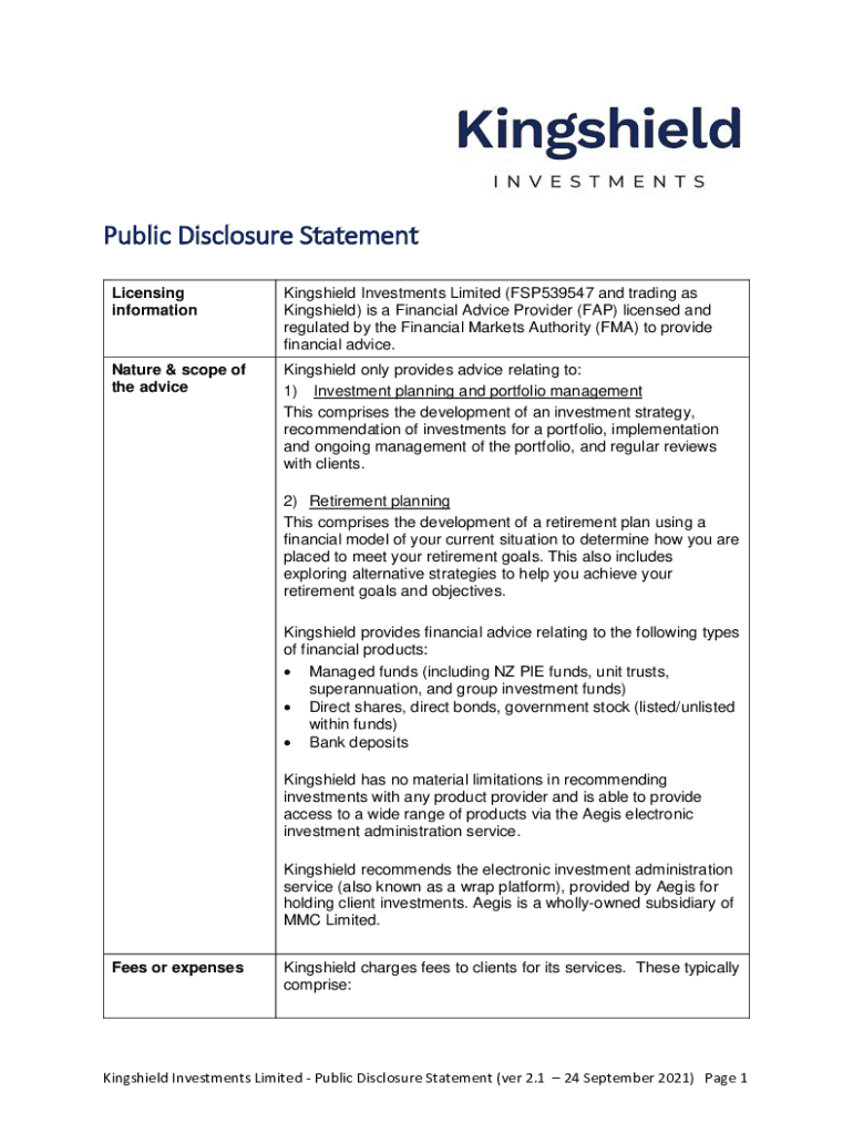 Fillable Online Disclosure statement Jen HattinghHowden New Zealand Fax Email Print - pdfFiller