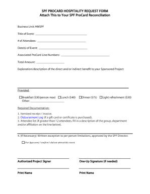 Fillable Online spf procard hospitality request form Fax Email Print ...