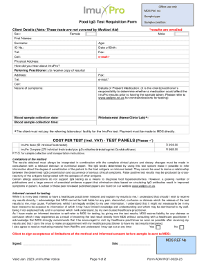 Fillable Online Food IgG Test Requisition Form - WellPro Fax Email ...