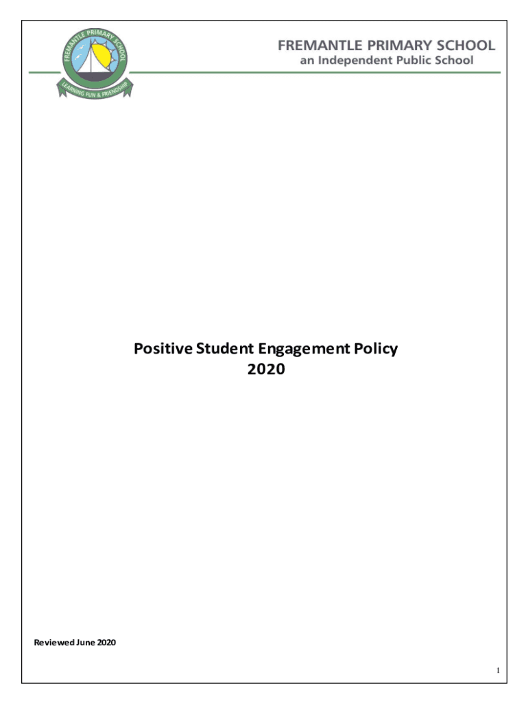 Fillable Online Positive Student Engagement Policy Fax Email Print ...