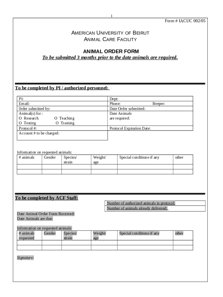 002-Animal-Order- Doc Template | pdfFiller