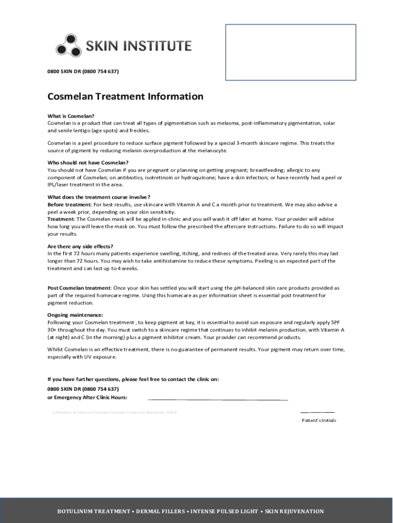 Fillable Online What Is Cosmelan Peel And How Many Treatments Are ...