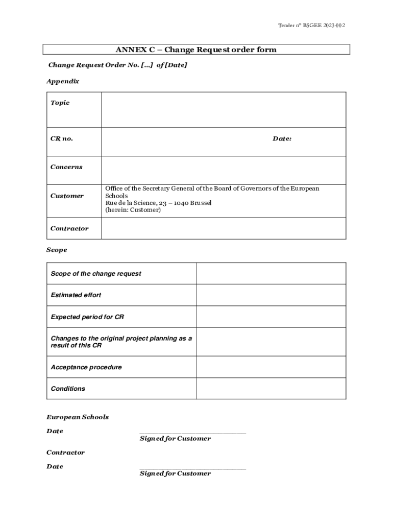 Fillable Online ANNEX CChange Request order form Fax Email Print ...