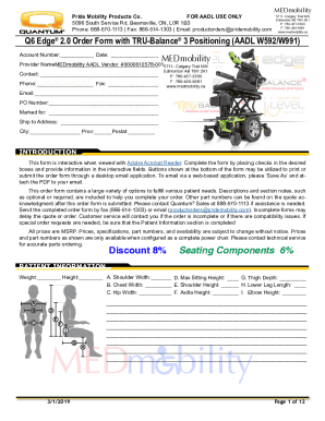 Fillable Online CAN Quantum Q6Edge 2.0 TRU-Balance 3 Seating Order Form ...