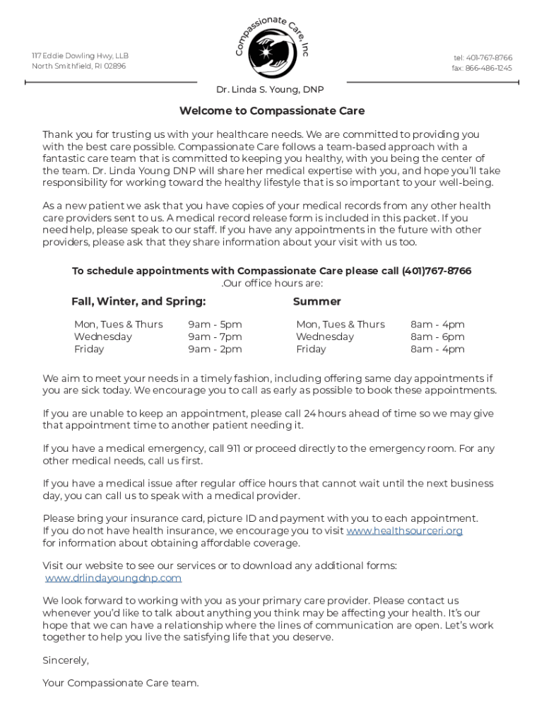 Fillable Online Welcome to Compassionate Care Fall, Winter, and Spring ...