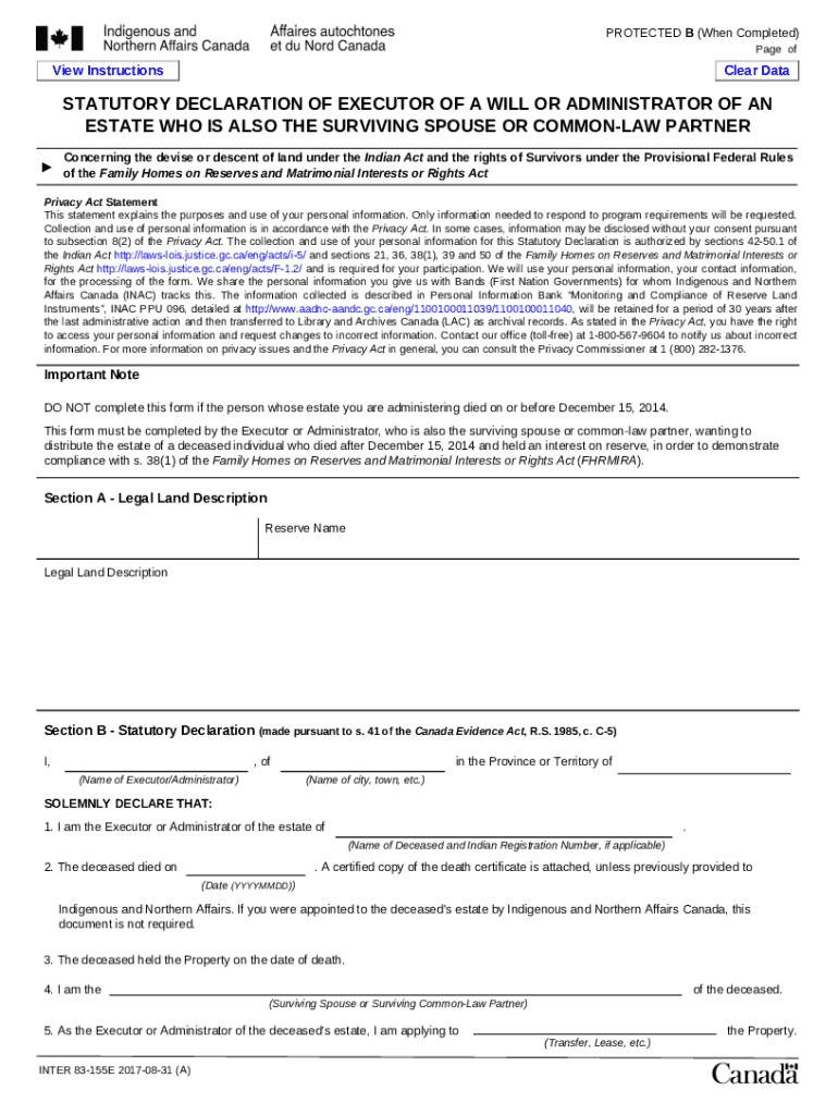 Fillable Online Statutory Declaration of Executor of a Will or ...