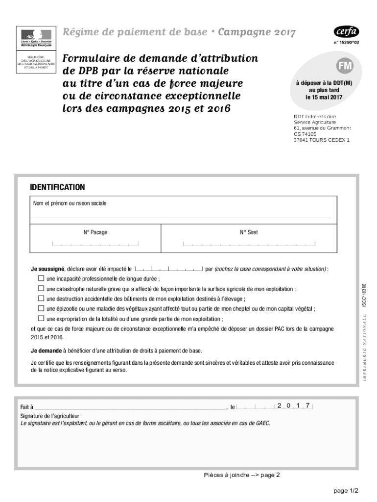 Remplissable En Ligne Formulaire de demande d'attribution de DPB par la ...