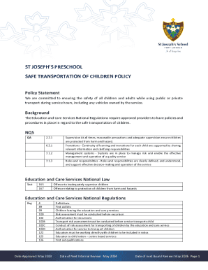 Fillable Online SAMPLE Safe Transportation of Children Policy and ...