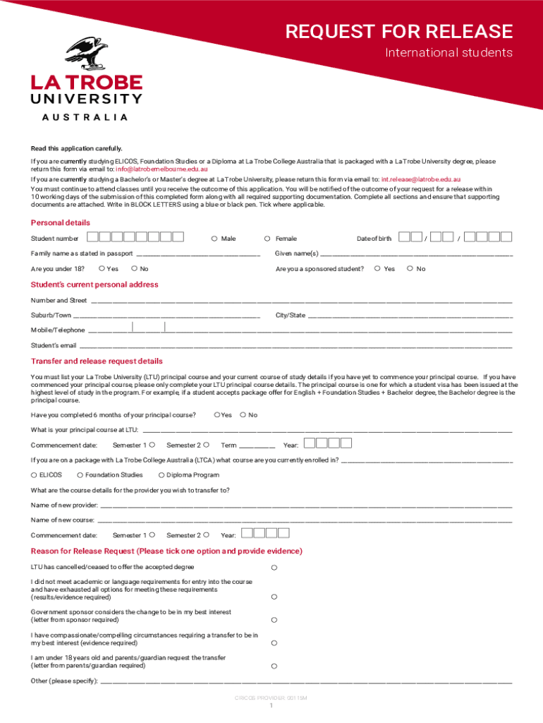 Fillable Online Request for release form Fax Email Print - pdfFiller