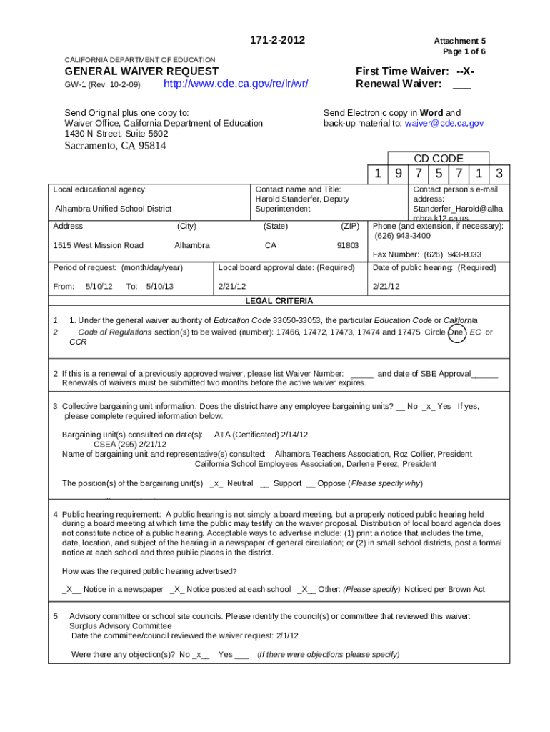 GENERAL WAIVER REQUESTFirst Time Waiver: --X- Doc Template | pdfFiller