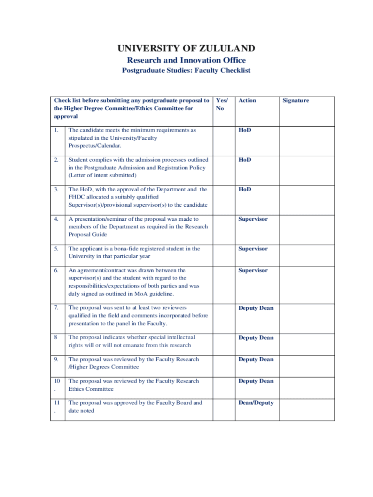 Fillable Online Faculty Checklist - Research and Innovation Fax Email Print - pdfFiller
