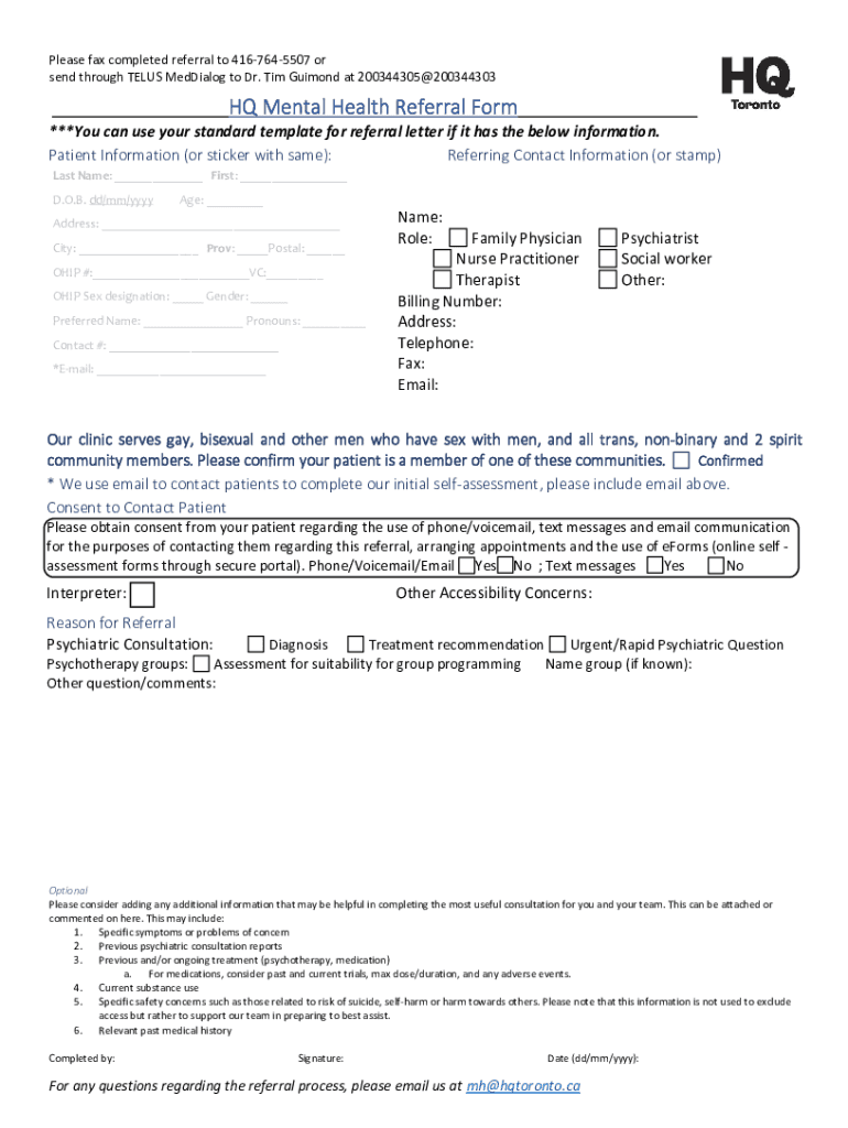 Fillable Online HQ Mental Health Referral Form 25 November 2022.docx ...