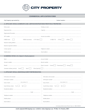 Fillable Online COMMERCIAL APPLICATION FORM Fax Email Print - pdfFiller