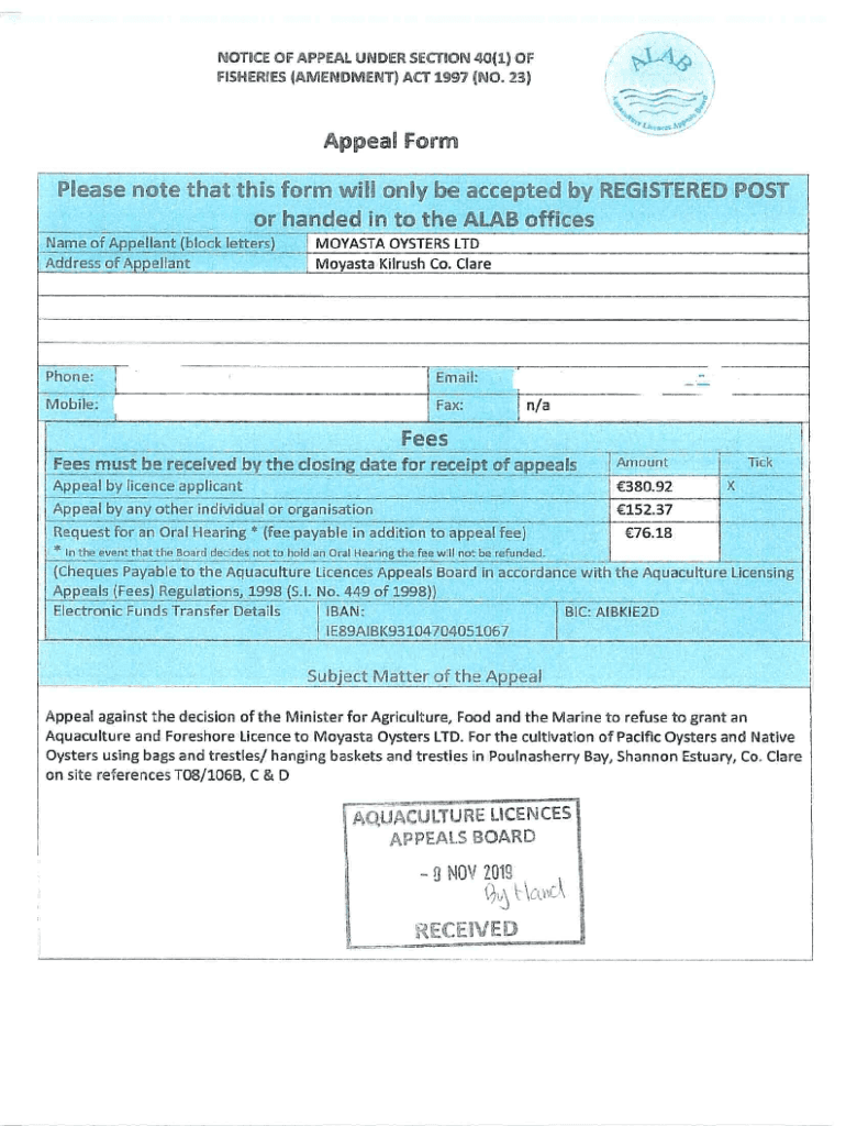 Fillable Online Appeal Form Please note that this form will only be ... Fax Email Print - pdfFiller