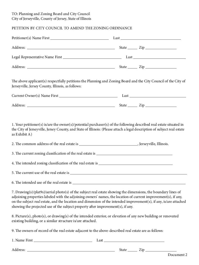 Fillable Online petition to amend zoning code document list Fax Email Print - pdfFiller