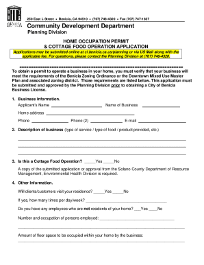 Fillable Online Planning Division HOME OCCUPATION PERMIT ... - City of ...