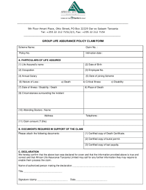 Fillable Online GLA Claim Form Fax Email Print - pdfFiller
