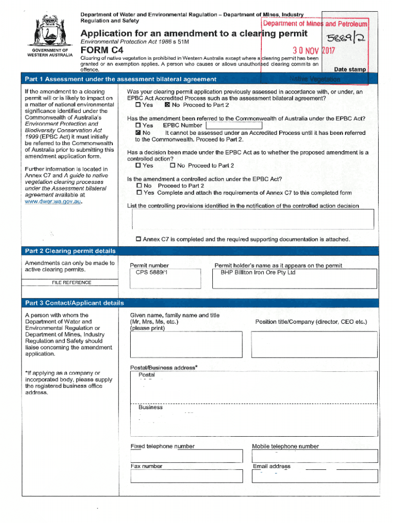 Fillable Online FORM C4 - Department of Water and Environmental ...