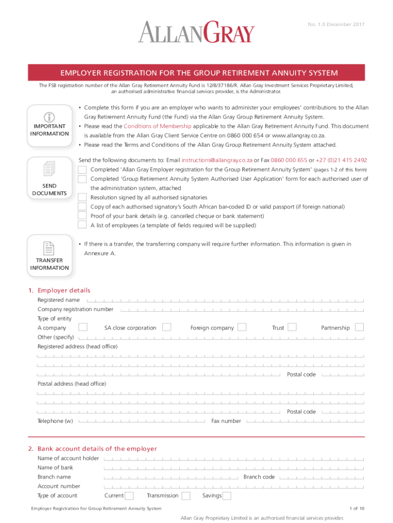 Fillable Online Employer Registration for the Group Retirement Annuity ...