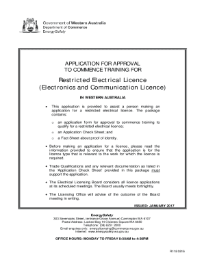 Fillable Online A detailed guide to applying for Restricted Electrical ...