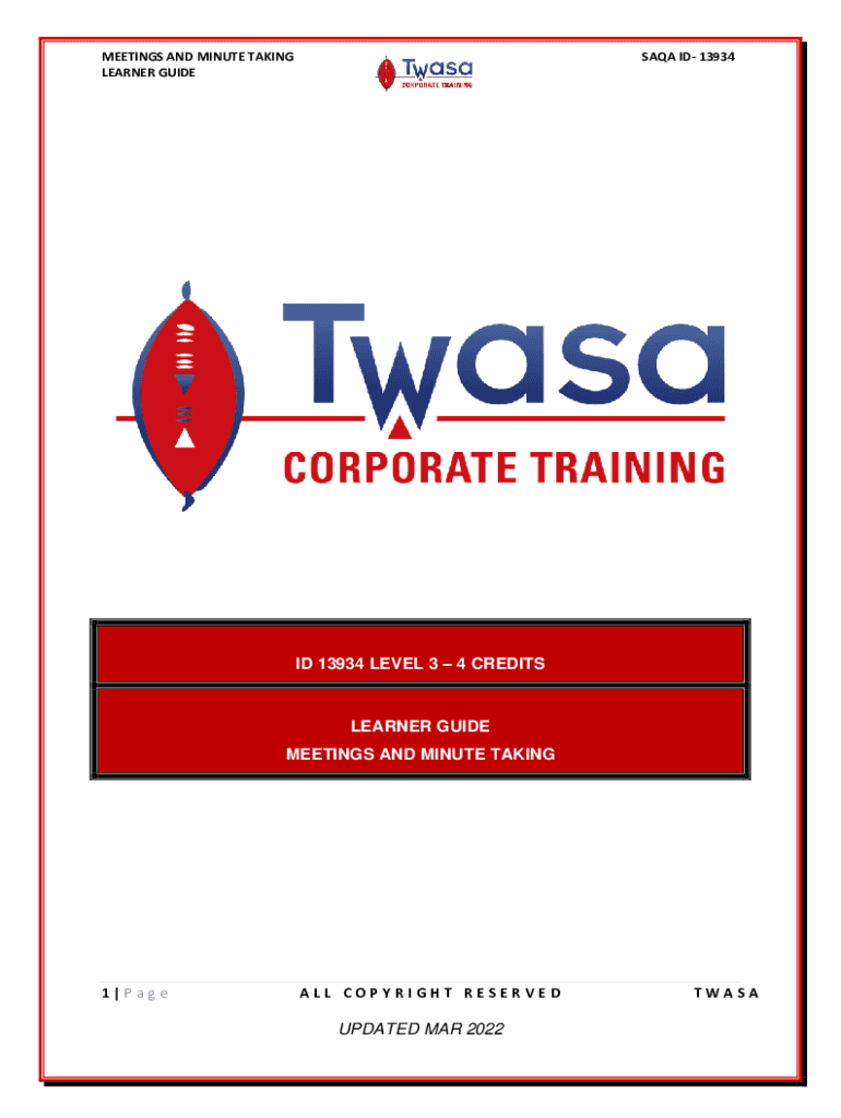 Fillable Online SAQA ID- 13934 Fax Email Print - pdfFiller