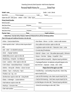 Fillable Online Personal Health History Form .docx Fax Email Print - pdfFiller