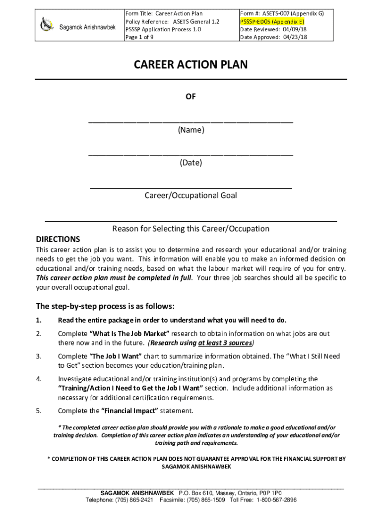 Fillable Online Make an Action Plan for Attending Post-Secondary - ALIS ...