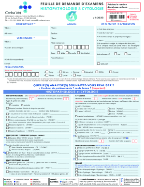 Remplissable En Ligne Bons de demande d'examen d'histologie N 102 Fax ...