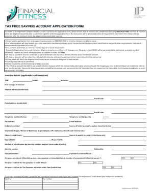 Fillable Online TAX FREE SAVINGS ACCOUNT APPLICATION FORM Fax Email ...
